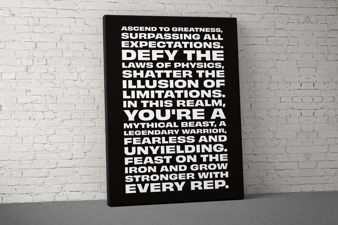Ascend to Greatness Canvas Home Gym Decor Large Quote Wall Art ...
