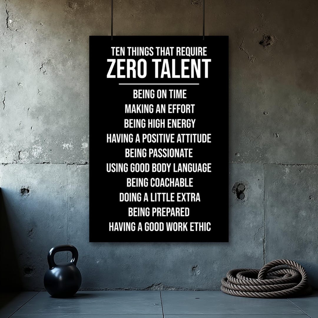 Motivational Poster Zero Talent Required Inspirational Quote Wall Art ...