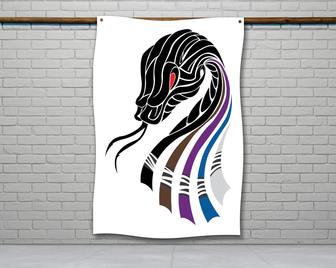 Jiu Jitsu Snake Flag, Motivational Decor, BJJ Wall Art, Martial Arts ...