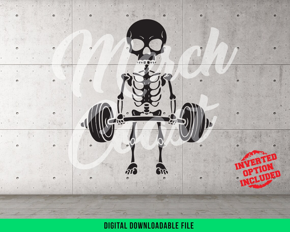 Deadlift Skeleton Digital Download Skull Weightlifting - Etsy