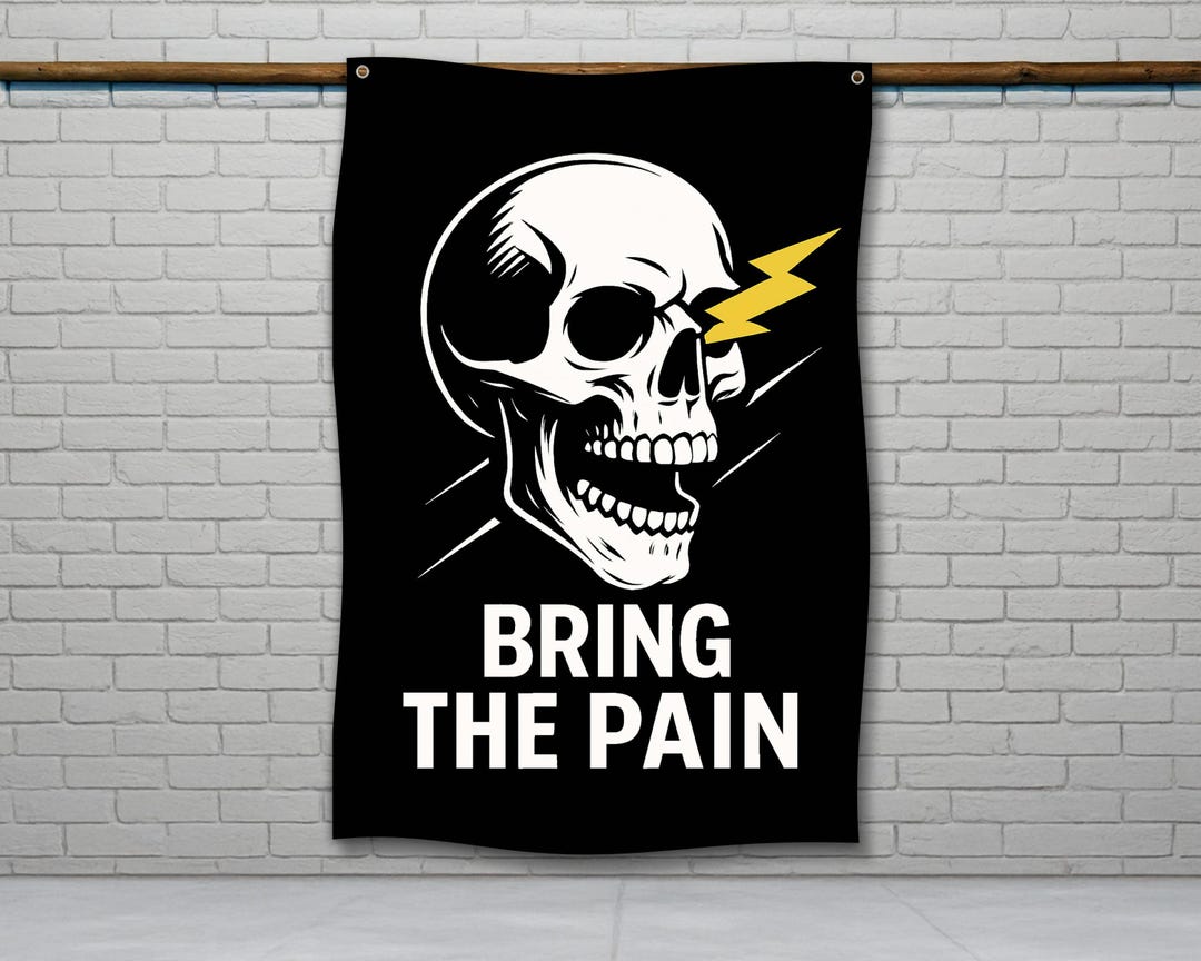 Home Gym Flag, Motivational Skull Flag, Garage Gym Banner, Fitness Wall ...