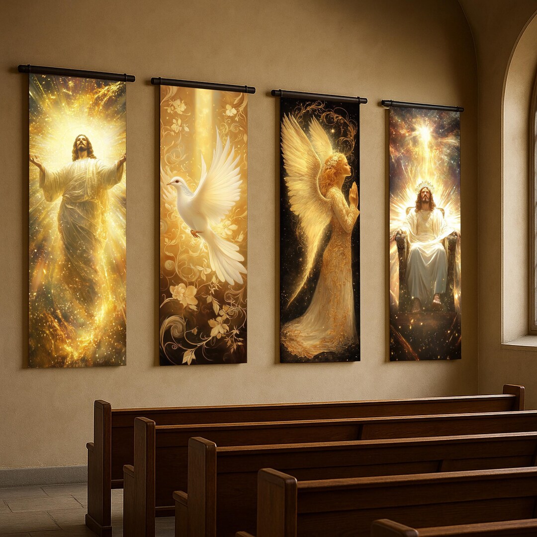 Christian Catholic Faith Wall Decor - Set of 4 Banners - Jesus, Holy ...