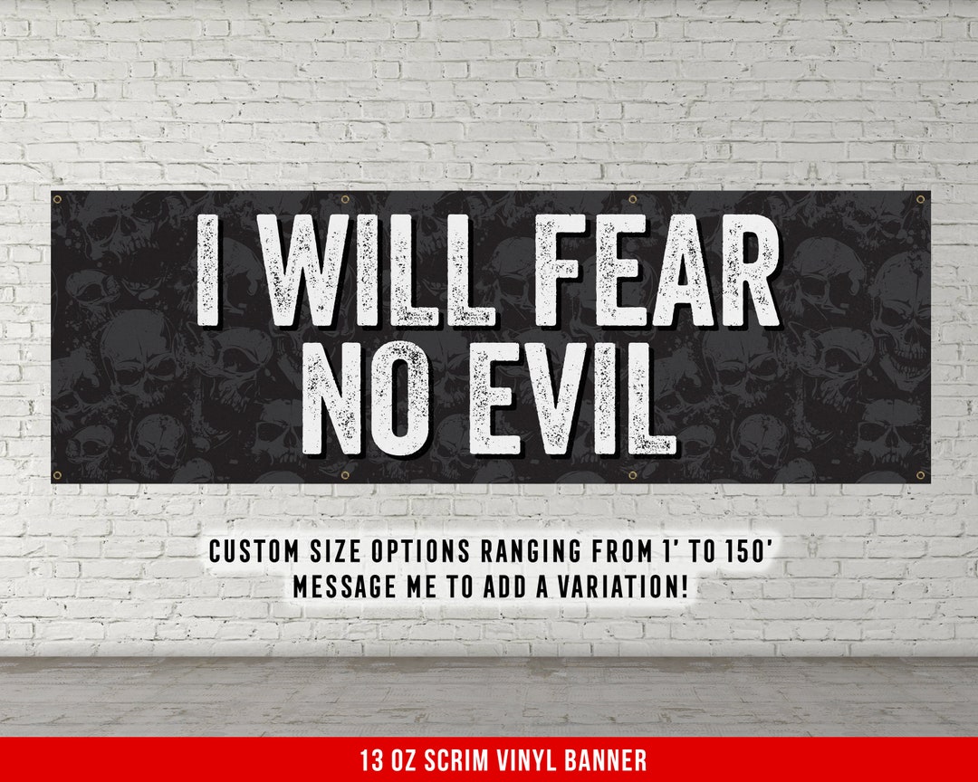 Fear No Evil Banner Home Gym Decor Large Motivational Quote Wall Art ...