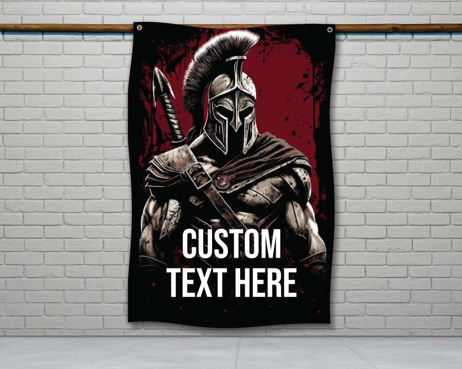 Custom Spartan Warrior Flag, Home Gym Banner, Personalized Motivational ...