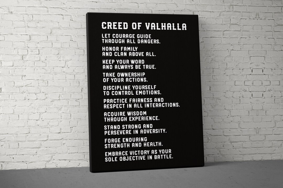 Creed of Valhalla Canvas - Home Gym Decor - Large Motivational Quote ...