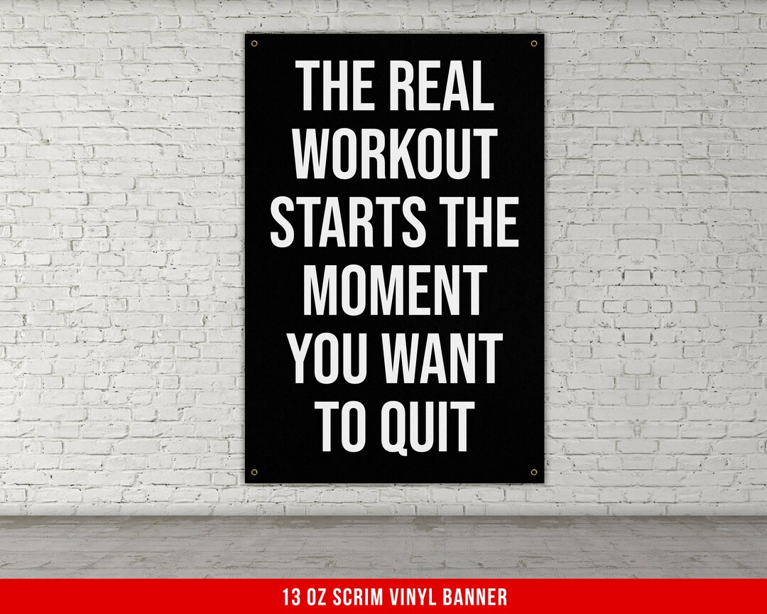 The Real Workout Banner - Home Gym Decor - Large Motivational Quote ...