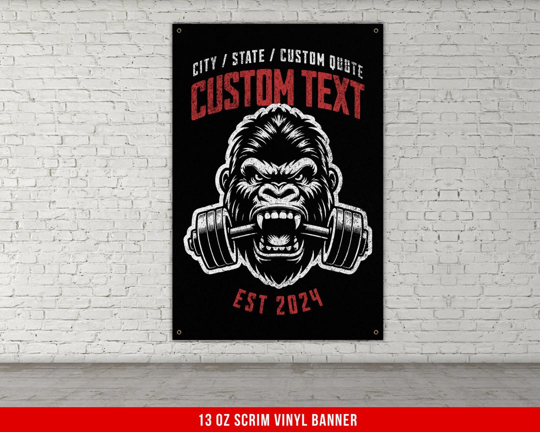 Custom Text - Customizable Home Gym Banner - Personalized Workout Wall ...