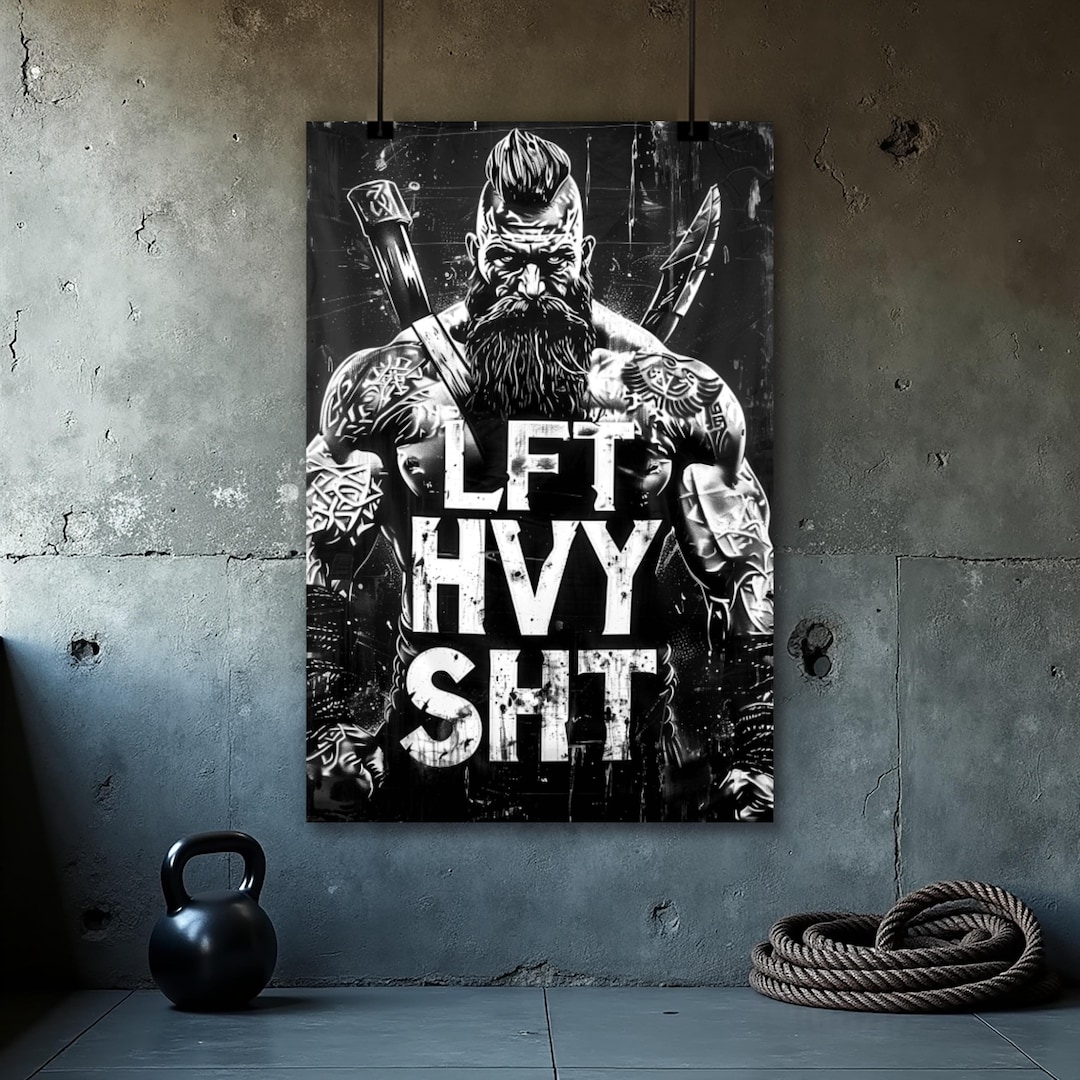 Weightlifting Viking Poster, Gym Motivational Art, Home Gym Decor ...