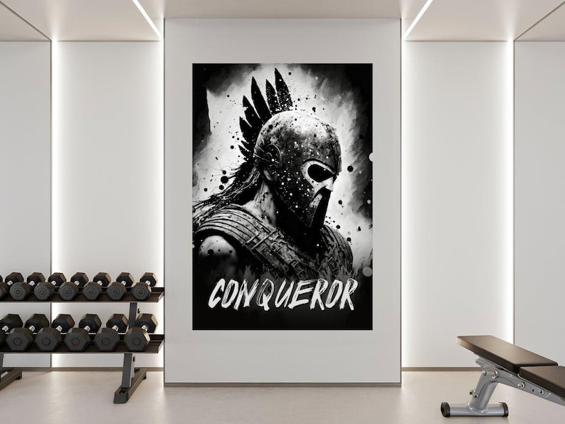 Conqueror Poster, Motivational Poster for Home Gym, Fitness Wall Art ...