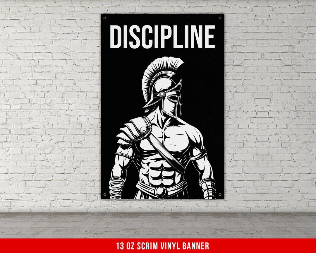 Spartan Warrior Inspirational Banner, Gym Decor Wall Art, Motivational ...