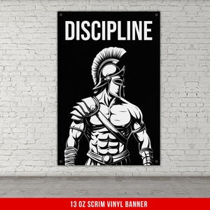 Spartan Warrior Inspirational Banner, Gym Decor Wall Art, Motivational ...