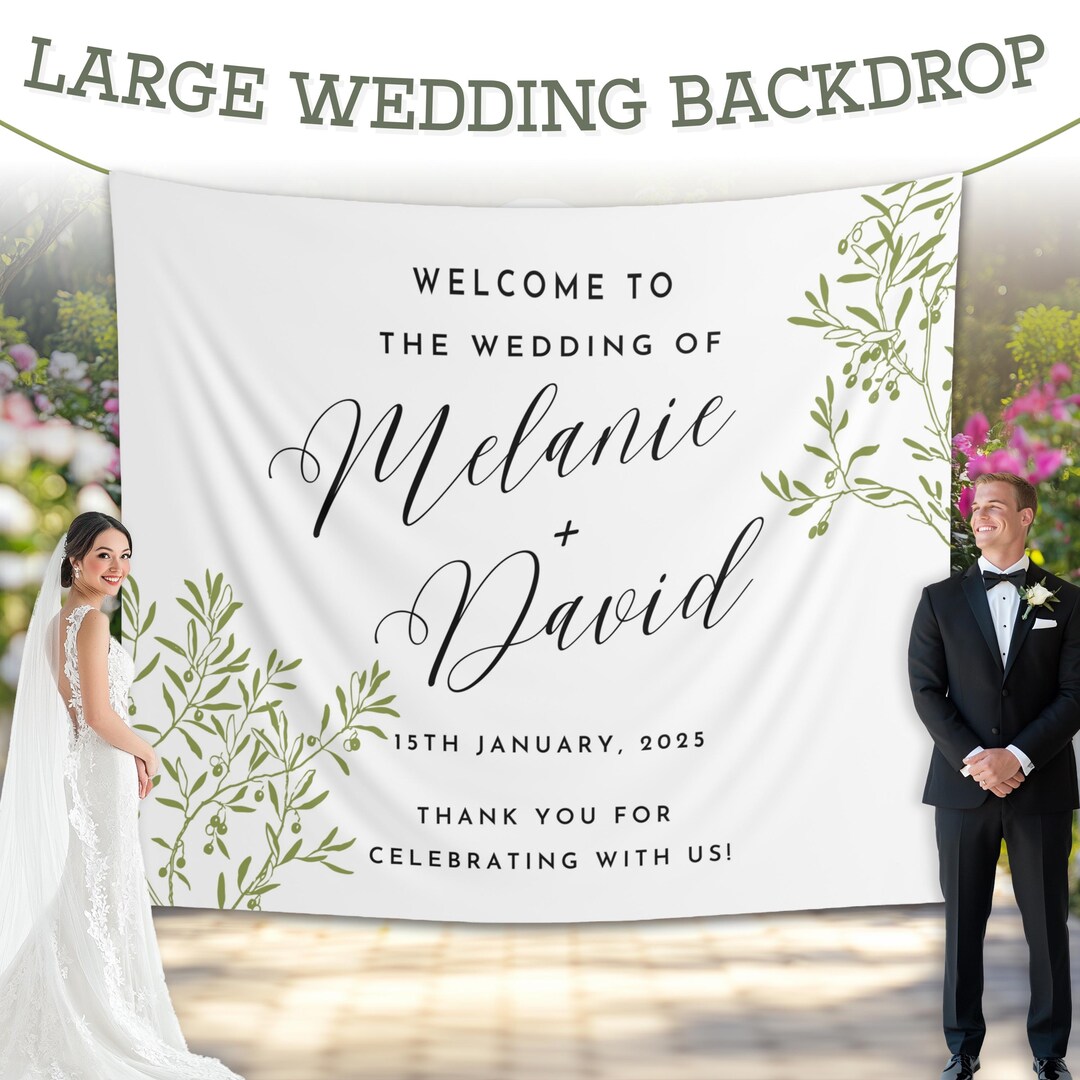 Personalized Wedding Backdrop - Photo Booth Banner, Ceremony Decor ...