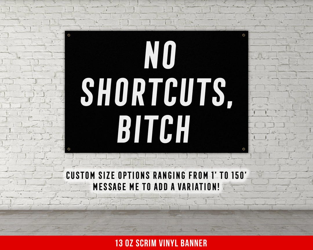 No Shortcuts Banner Motivational Quote Wall Art Fitness Home Gym Decor ...