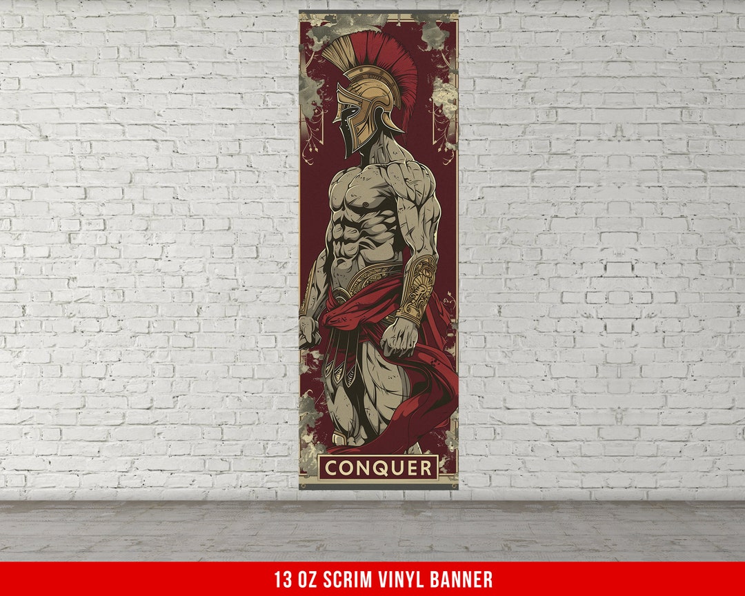Conquer Banner - Home Gym Decor - Large Motivational Wall Art ...