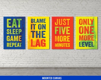 Video Game Canvas Set Gamer Decor Gaming Large Quote Wall | Etsy