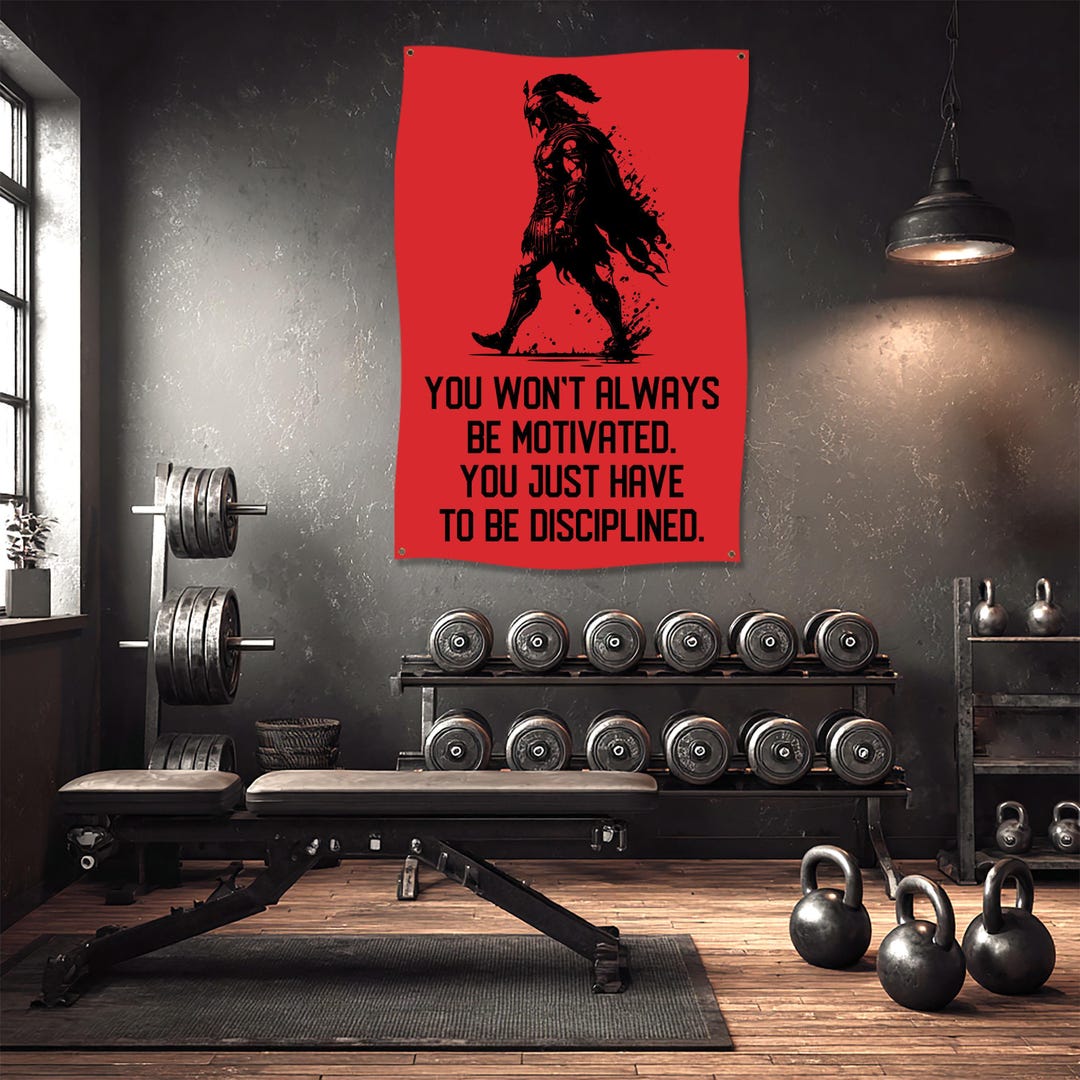 Gym Flag, Motivational, Home Gym Decor, Spartan Warrior, Weightlifting ...