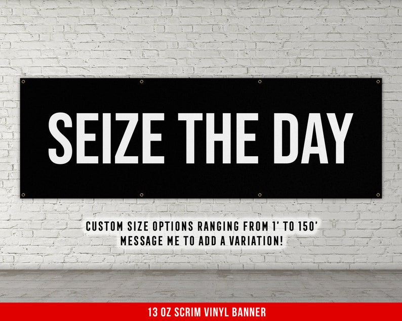 Seize the Day Banner - Motivational Home Gym Decor - Large Quote Wall ...