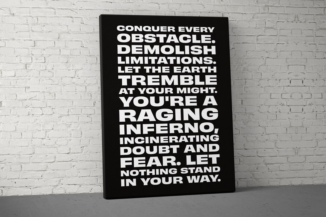 Conquer Every Obstacle Canvas Home Gym Decor Large Quote Wall Art ...