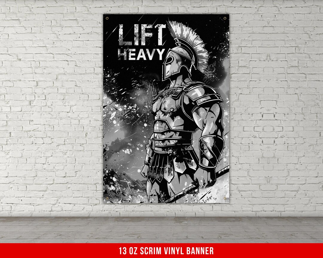 Lift Heavy Spartan Banner - Exercise Motivation - Home Gym Decor ...