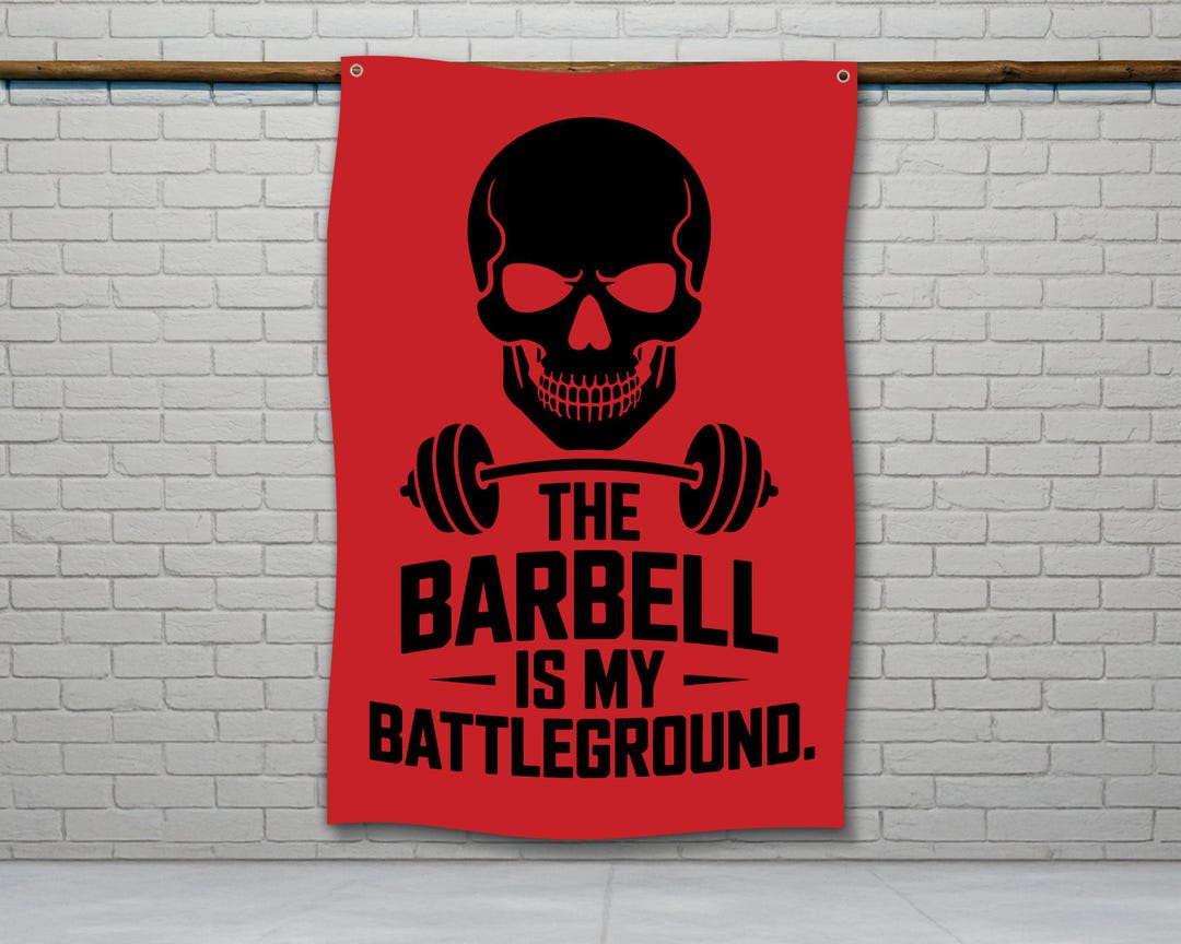Home Gym Flag, Barbell Battleground Motivation Flag, Skull Gym Wall Art ...