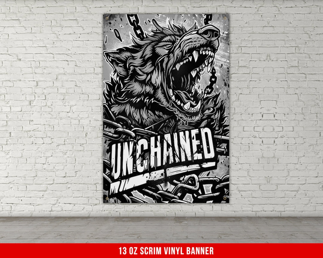Unchained Banner - Exercise Motivation - Home Gym Decor - Large Quote ...