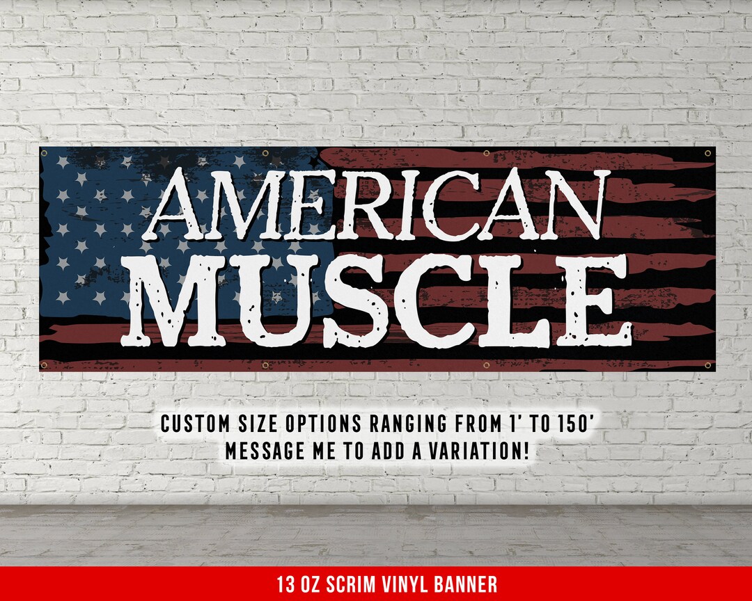 American Muscle USA Banner - Motivational Home Gym Decor - Large Quote ...
