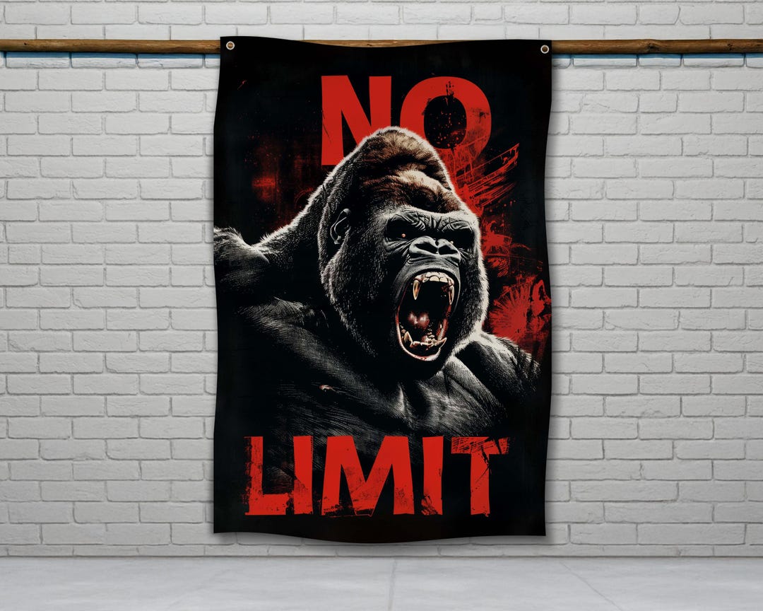 No Limit Gorilla Flag, Motivational Gym, Home Gym Wall Art, Garage Gym ...