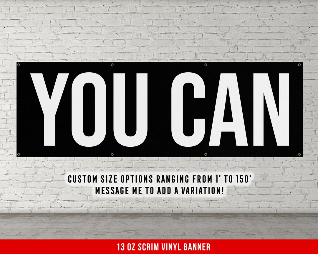 You Can Banner - Motivational Home Gym Decor - Large Quote Wall Art ...