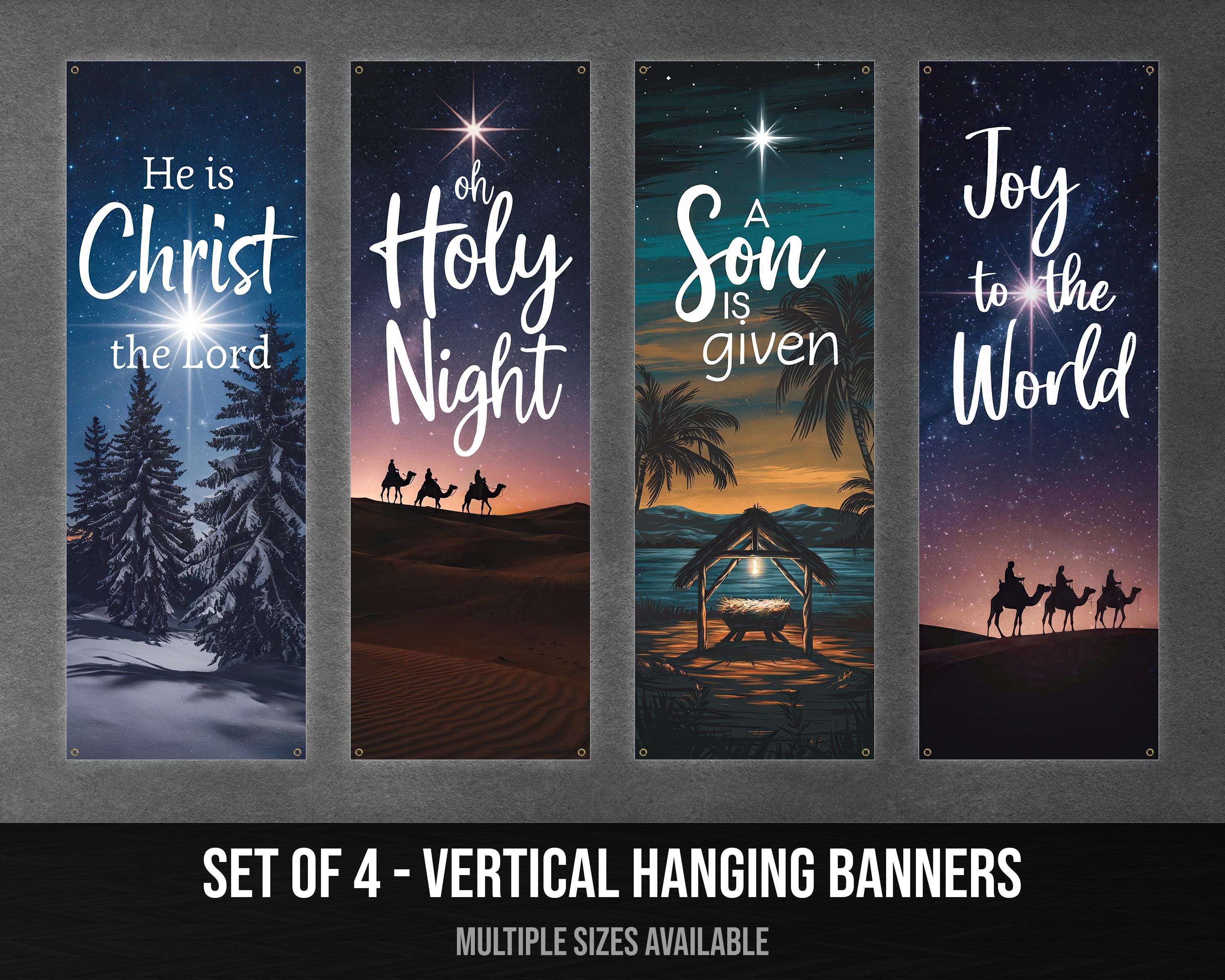 Set of 4 Church Banners - Peace Love Joy Hope - Sanctuary Decor ...