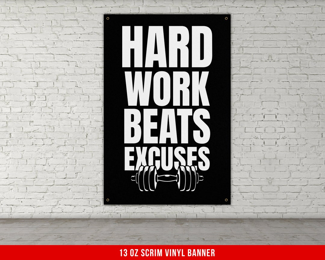 Hard Work Banner - Home Gym Decor - Large Quotes Wall Art ...