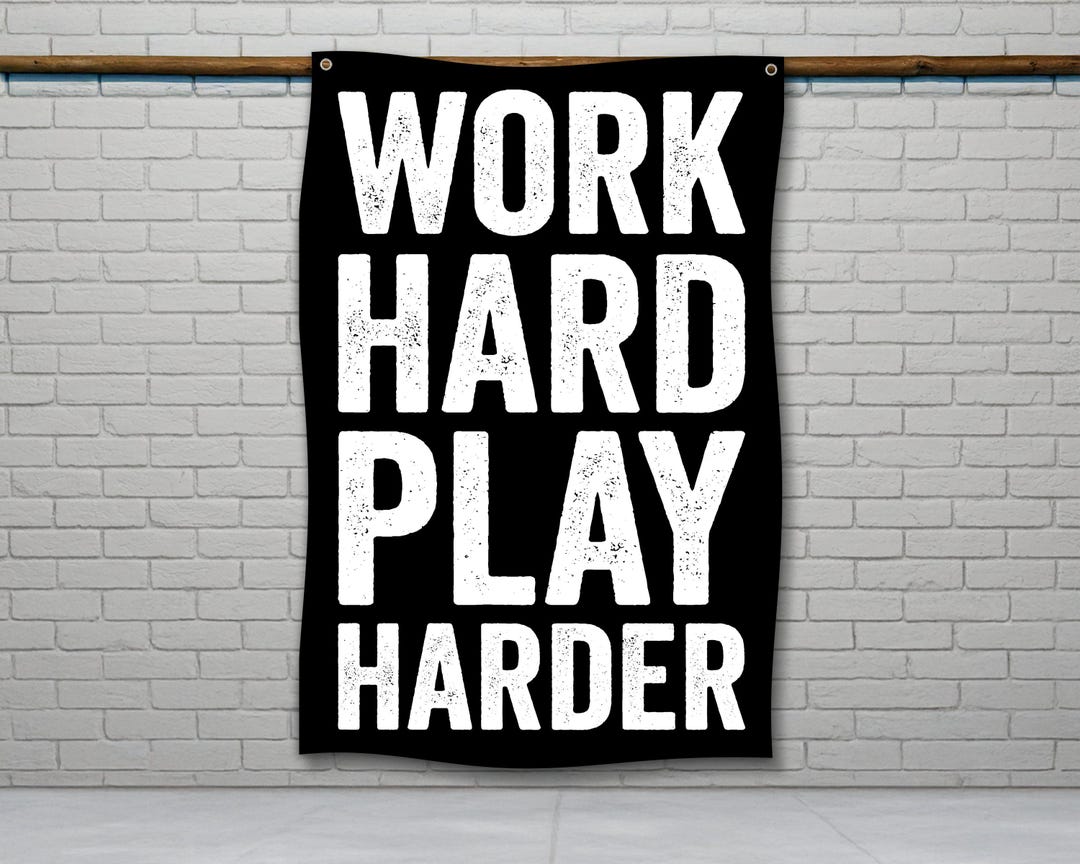 Home Gym Flag, Motivational Gym Decor, Work Hard Play Harder Flag ...