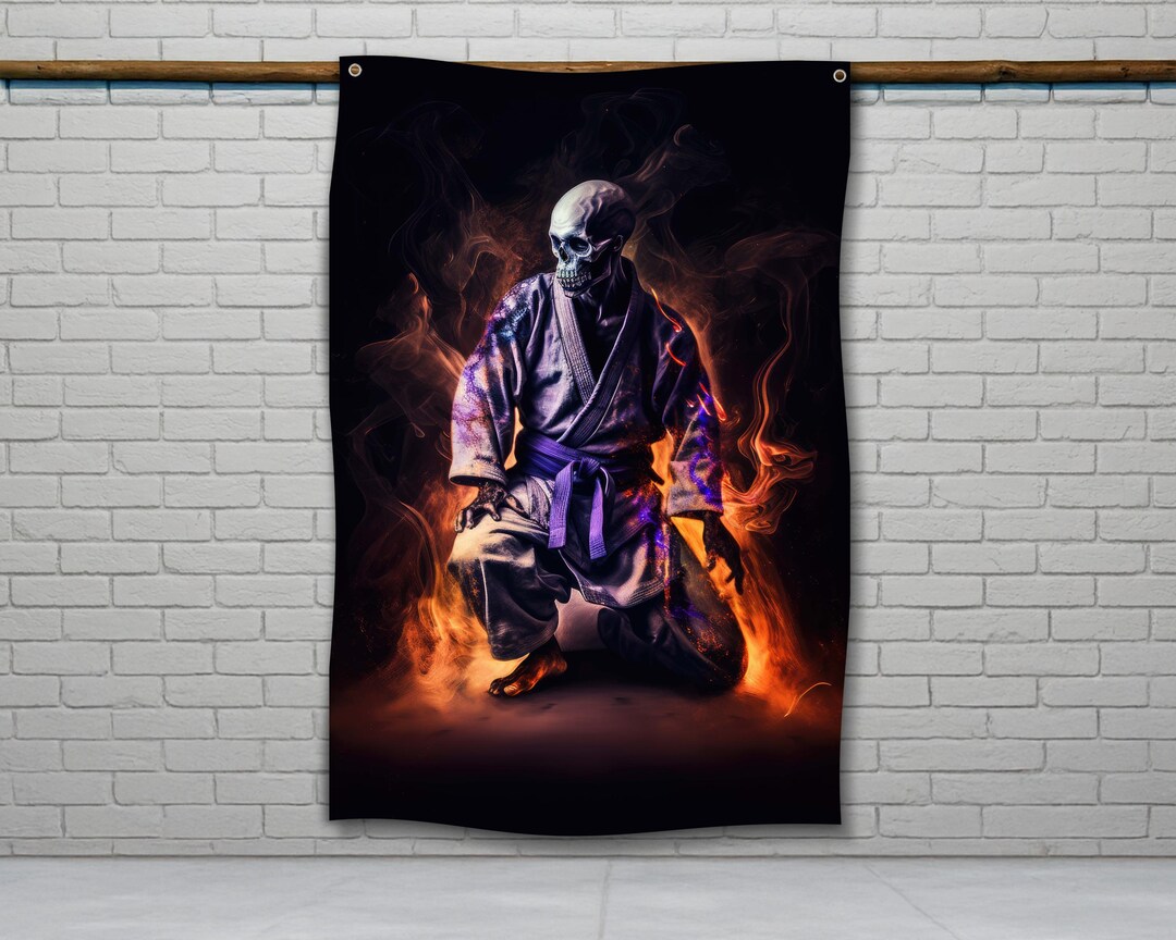 Jiu Jitsu Flag, Grim Reaper, Martial Arts Wall Decor, Jiu Jitsu Wall ...