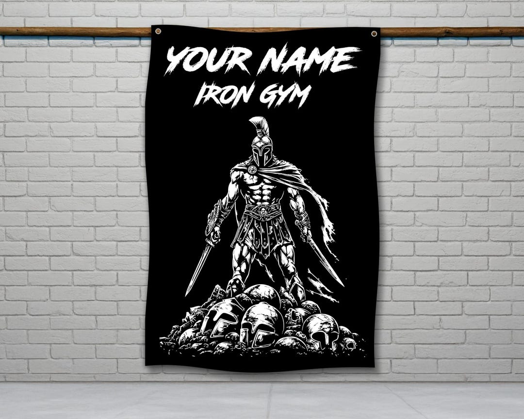 Custom Gym Flag, Spartan Warrior Decor, Motivational Quotes ...