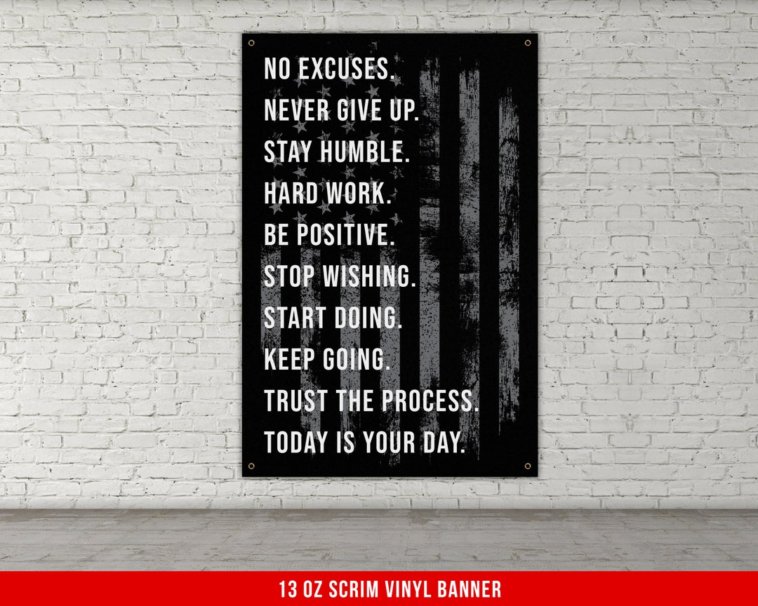Motivational Quotes Banner - Home Gym Decor - Large Quote Wall Art ...