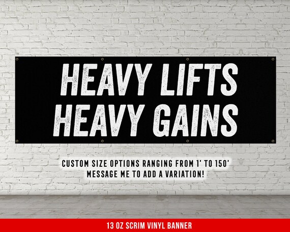 Heavy Lifts Heavy Gains Banner Motivational Home Gym Decor - Etsy