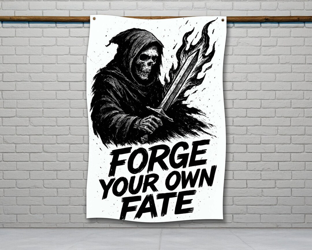 Grim Reaper Flag, Forge Your Fate Flag, Home Gym Flag, Garage Gym ...