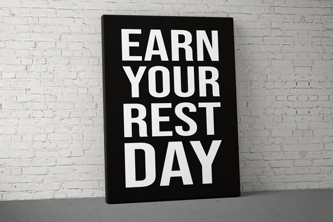 Earn Your Rest Day Canvas Home Gym Decor Large Motivational Office Wall ...