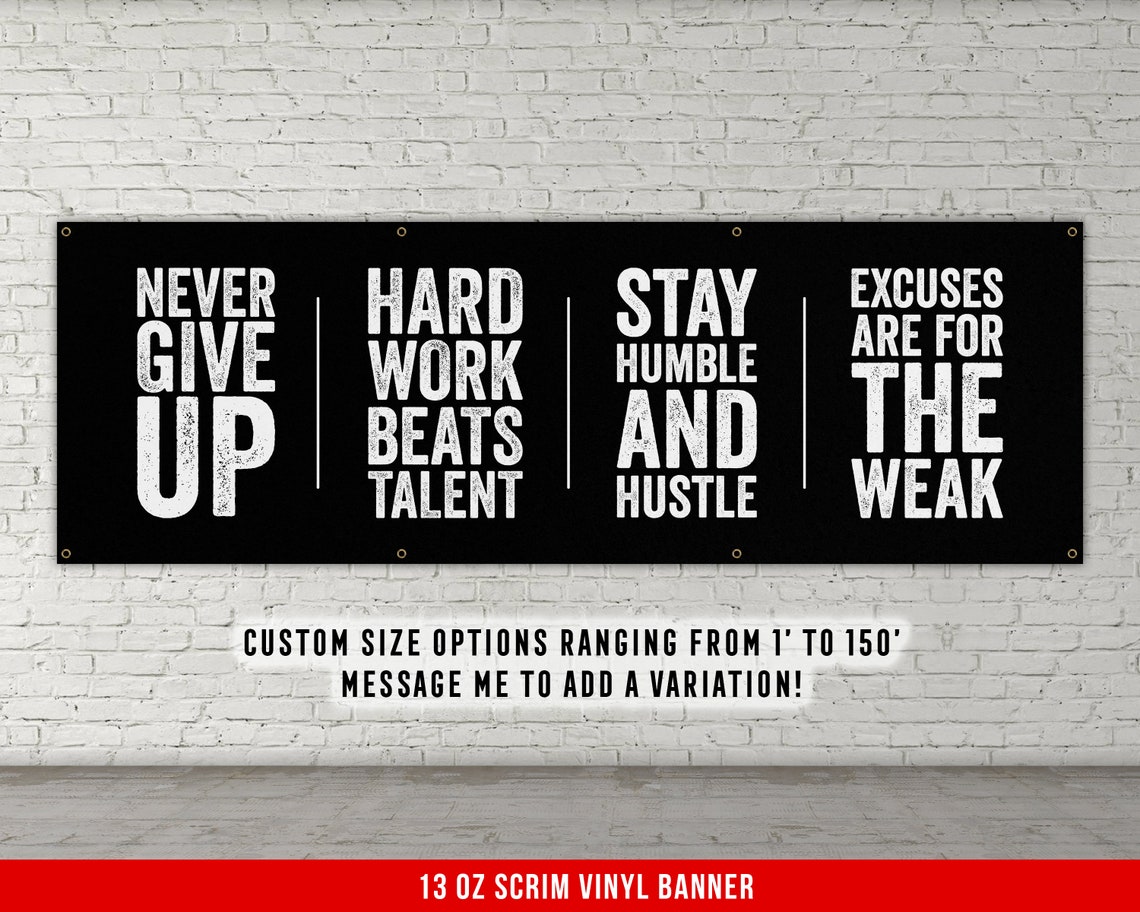 Motivational Quotes Banner - Home Gym Decor - Large Quote Wall Art ...
