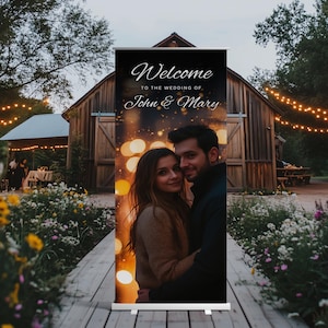 Custom Retractable Banner for Wedding – Personalized Photo Welcome Sign ...