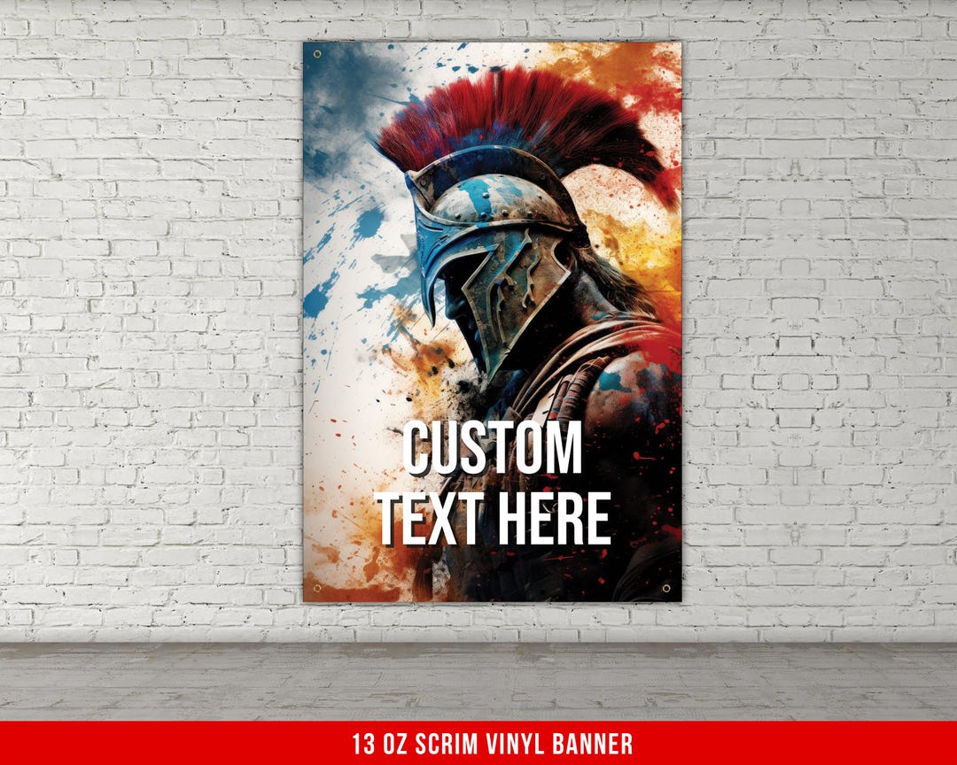 Spartan Banner Custom Text, Home Gym Decor Banner, Motivational Quote ...