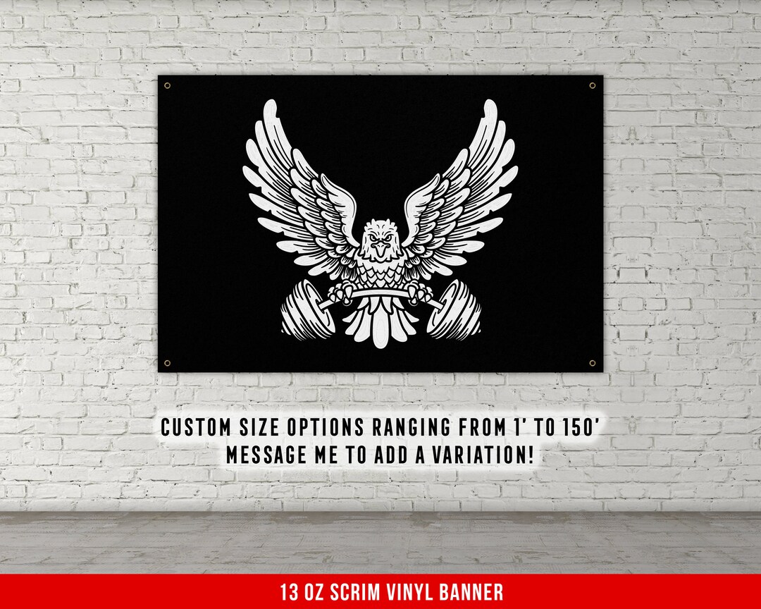 Eagle Weights Banner Home Gym Decor Large Quotes Wall Art Garage ...