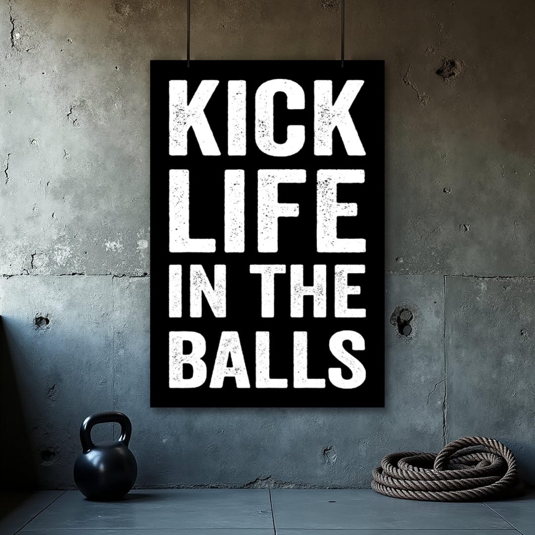 Kick Life in the Balls Poster, Motivational Office Decor, Fitness Wall ...