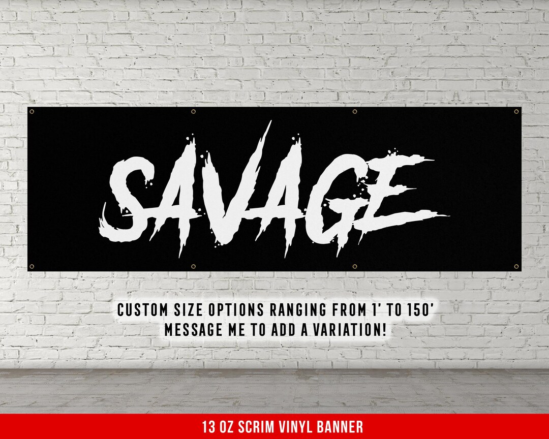 Savage Banner - Home Gym Decor - Large Quote Wall Art - Fitness ...