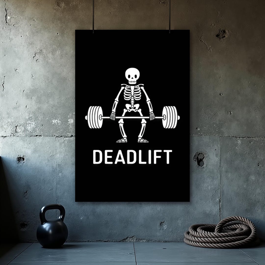 Funny Gym Skeleton Deadlift Poster, Home Gym Wall Decor, Motivational ...