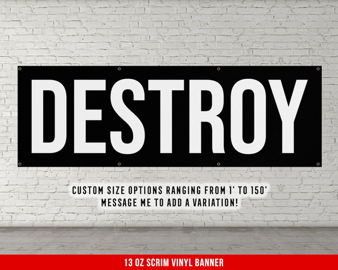 Destroy Banner - Motivational Home Gym Decor - Large Quote Wall Art ...