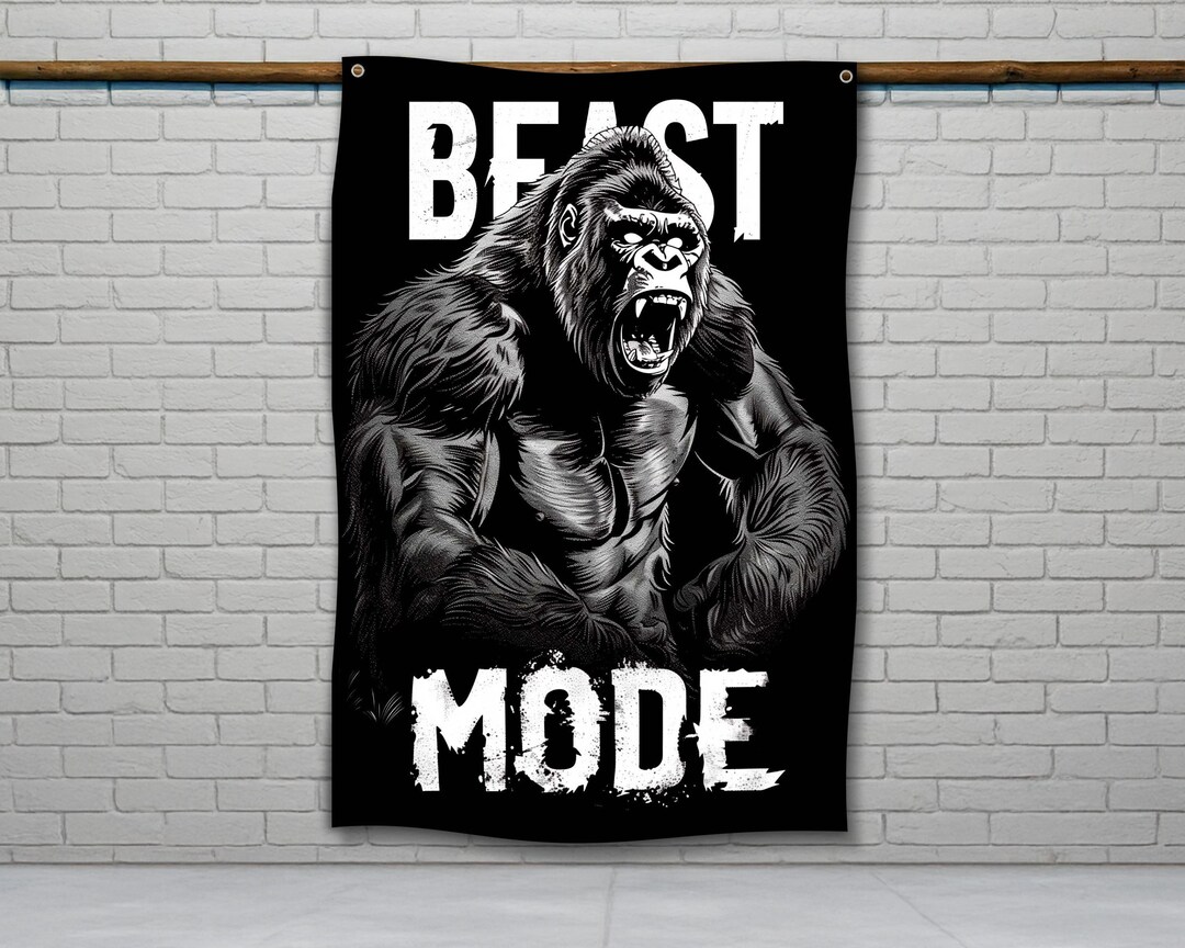 Beast Mode Gorilla Flag, Gym Motivation, Home Gym Decor, Weightlifting ...