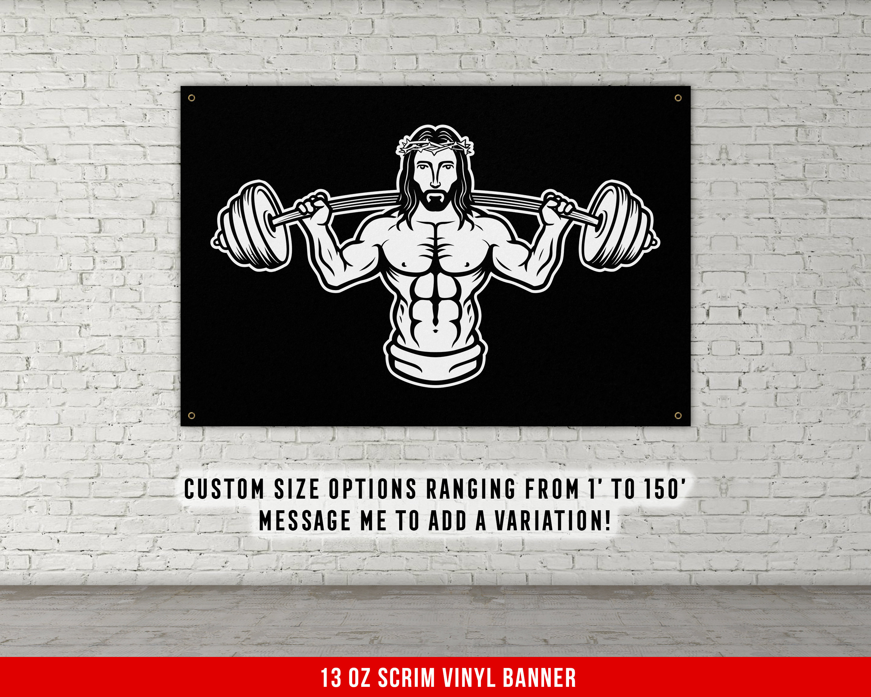 Jesus Christ Weights Banner Home Gym Decor Large Quotes | Etsy