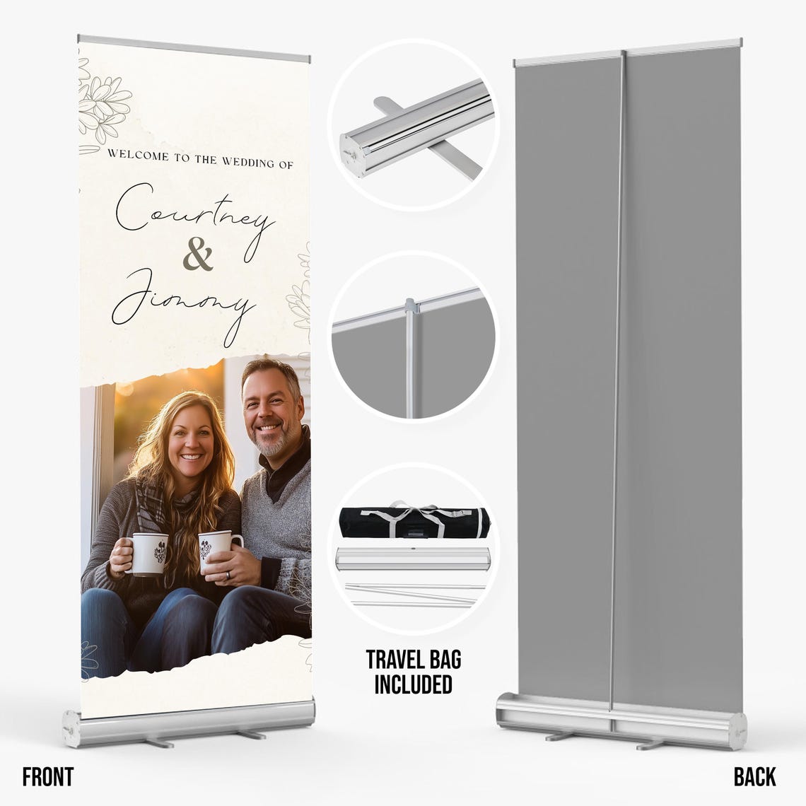 Custom Retractable Banner for Wedding – Personalized Photo Welcome Sign ...