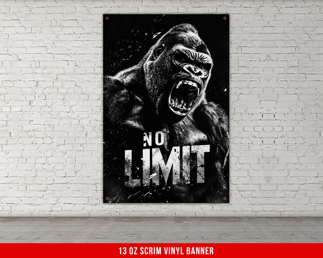 No Limit Banner - Exercise Motivation - Home Gym Decor - Large Quote ...