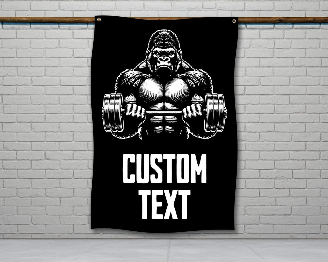 Gorilla Gym Flag, Custom Text Flag, Weightlifting Flag, Home Gym Decor ...
